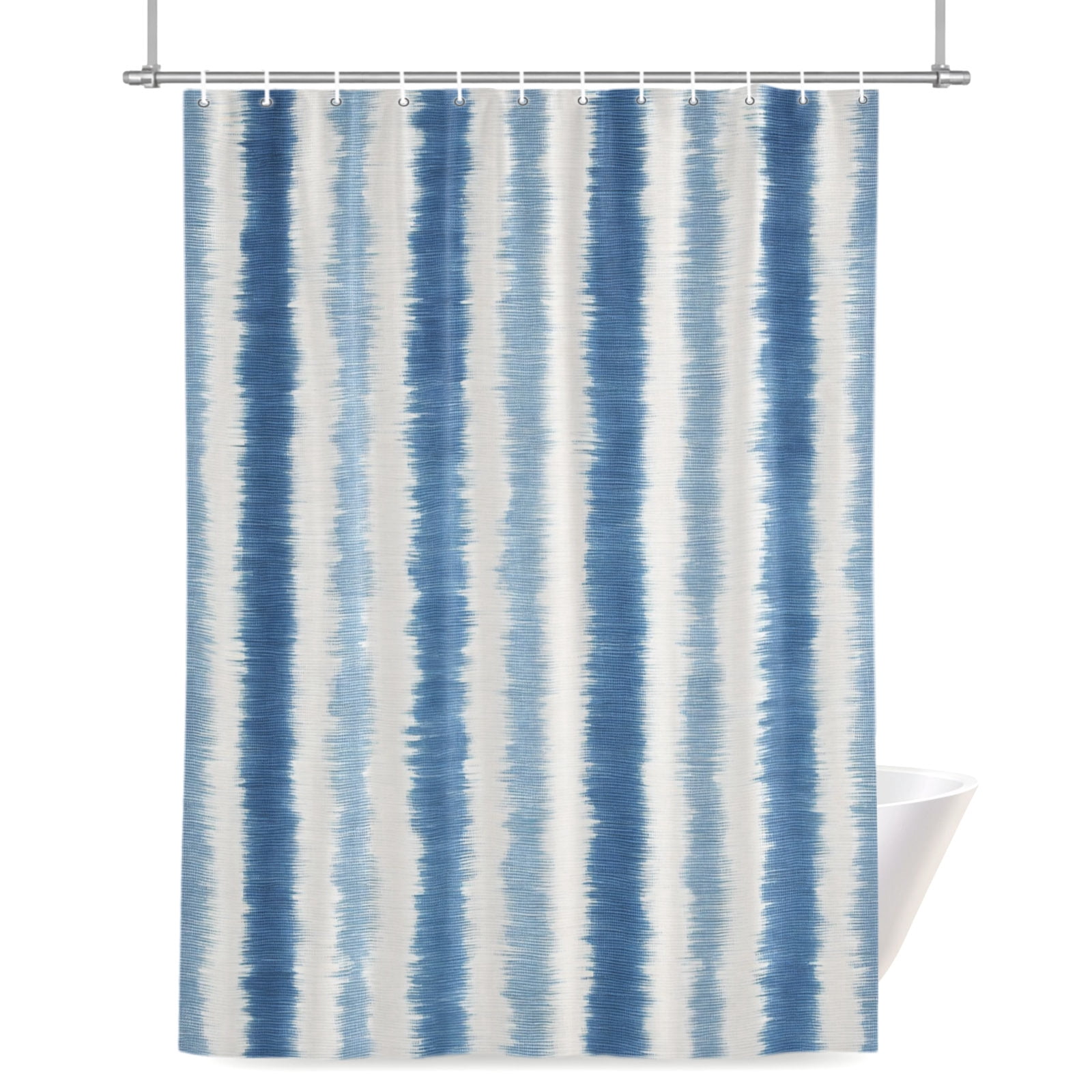 Abstract Blue Stripes Shower Curtain, Rustic Navy Denim Striped Classic ...