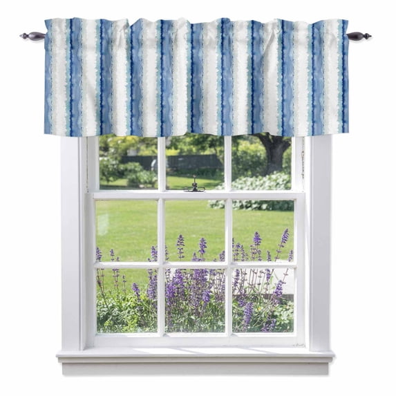 Abstract Blue Stripes Valances for Windows, Minimalist Faded Denim ...