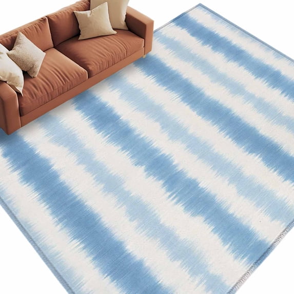 Abstract Blue Stripes Washable Living Room Rugs 5'x8', Rustic ...