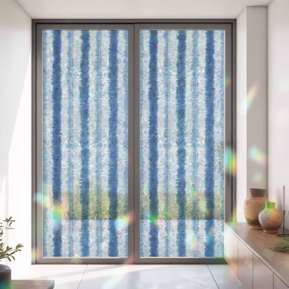 Abstract Blue Stripes Window Privacy Film Rustic Navy Denim Striped ...