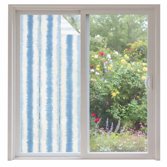Abstract Blue Stripes Window Privacy Film Rustic Watercolor Denim ...