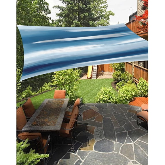 Abstract Blue Sun Shade Sail 14'X18' Watercolor Ripple UV Block Outdoor ...