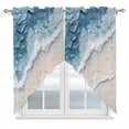 Abstract Blue Swag Curtain Valance for Window 2 Panels Beige Ocean Wave ...