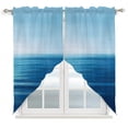 Abstract Blue Swag Curtain Valance for Window 2 Panels Sea Gradient ...
