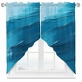Abstract Blue Swag Curtain Valance for Windows, Sea Ripples Ombre Oil ...