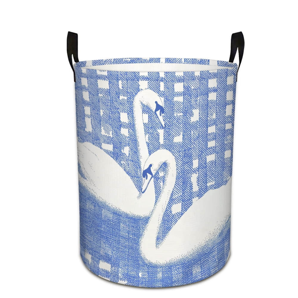 Abstract Blue Swan MeshPrint Extra Large Foldable Laundry Basket ...