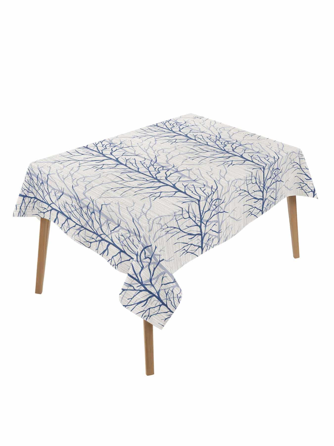 Abstract Blue Table Cloth 52x70 Inch Rectangle, Tree Branch Pattern ...