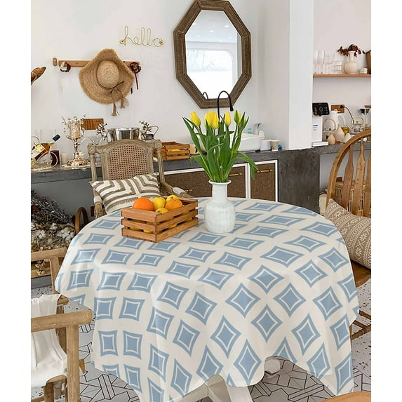 Abstract Blue Tablecloth Square Table Cloth 54x54, Waterproof ...