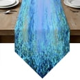 Abstract Blue Teal Table Runner Linen Burlap Table Runner 72 Inches ...