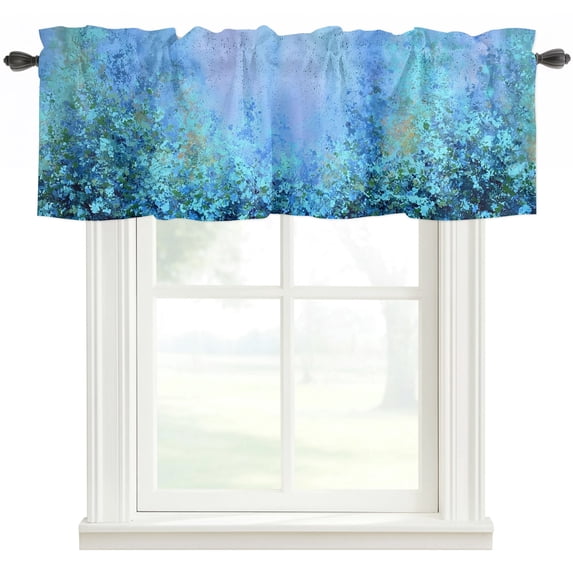 Abstract Blue Teal Valances for Windows Farmhouse Kitchen Curtains ...