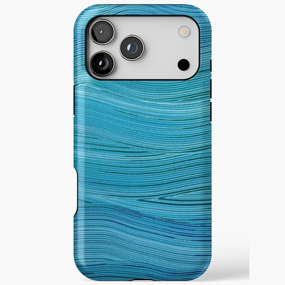 Abstract Blue Teal Wave Brushstroke Art Case iPhone 17 through 11 Pro ...