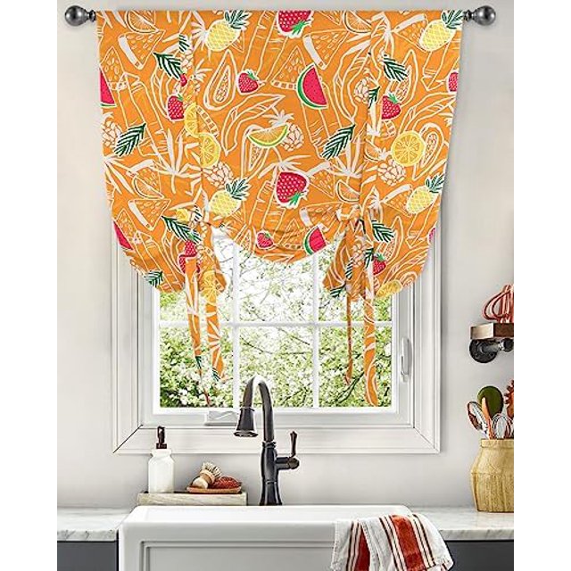 Abstract Blue Tie Up Curtains for Kitchen Bedroom Living Room Windows ...