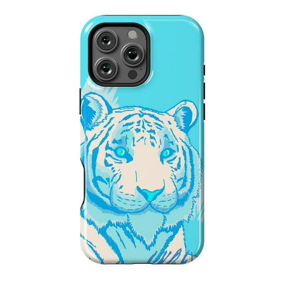 Abstract Blue Tiger Animal Lover Design iPhone Case 17 16 15 14 13 12 ...