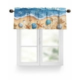Abstract Blue Valances for Windows Beach Starfish Seashell Sand Ocean ...