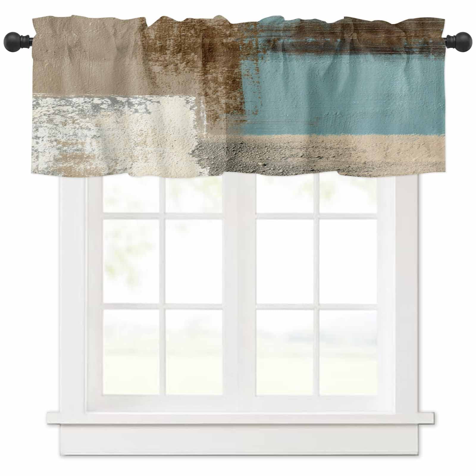 Abstract Blue Valances for Windows Farmhouse Kitchen Curtains Valances ...