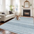 Abstract Blue Washable Area Rug 8x10 Rustic Farmhouse Minimalist Light ...