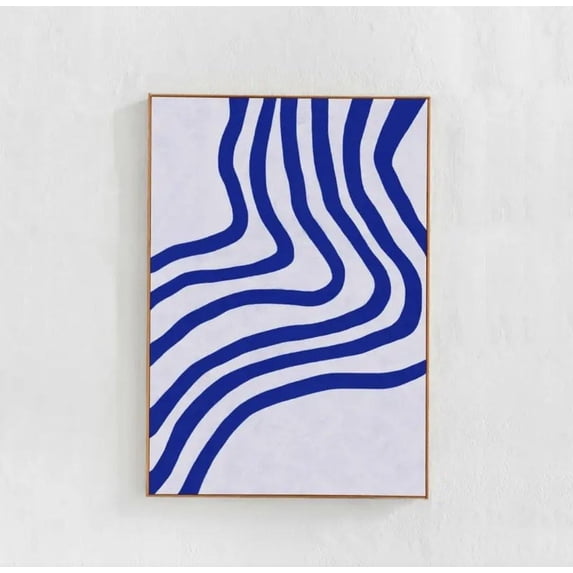 Abstract Blue Wave Line Minimalist Art Deco Contemporary Decorative ...
