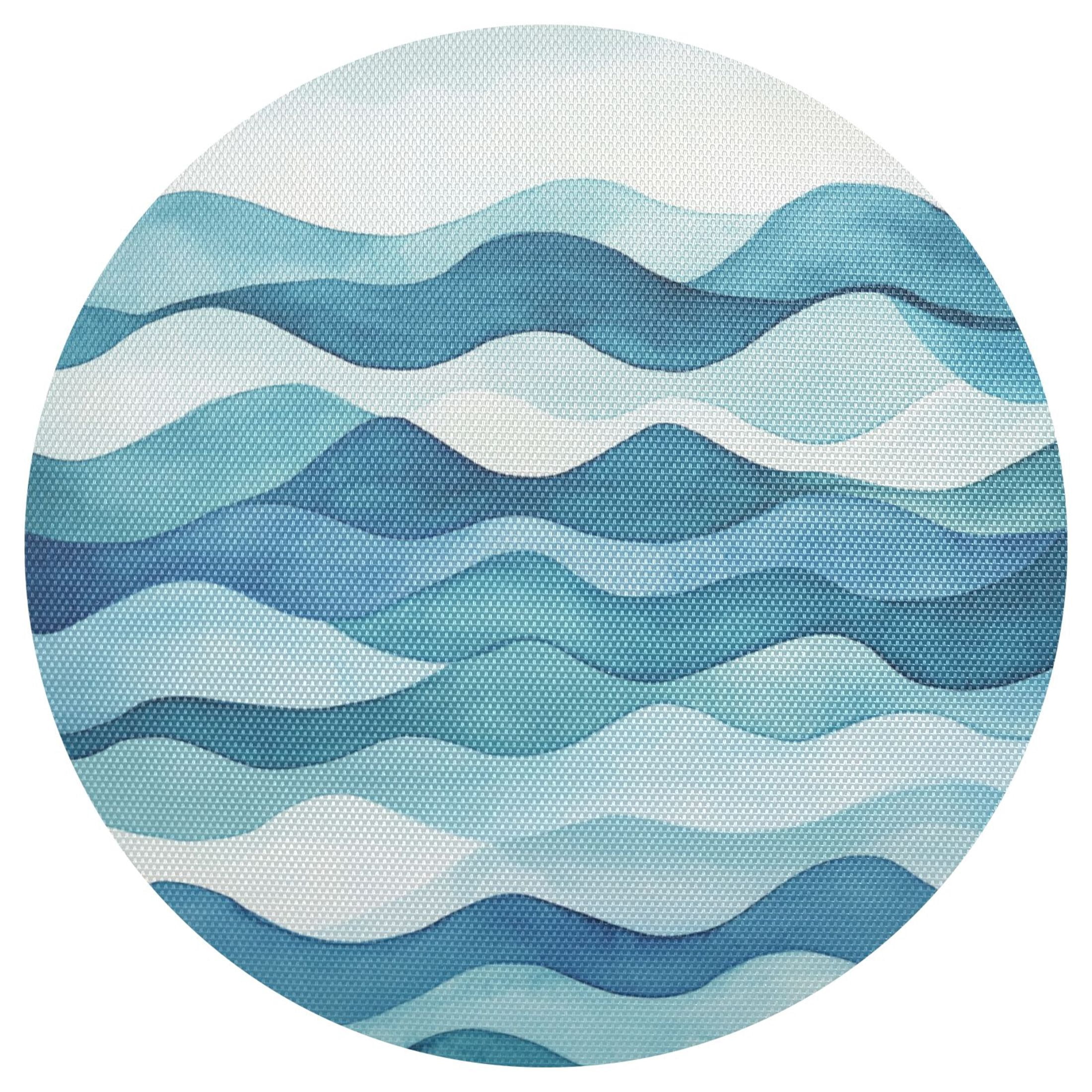 Abstract Blue Wave Pattern 15.4in Diameter PVC Plate Mat, Heat ...