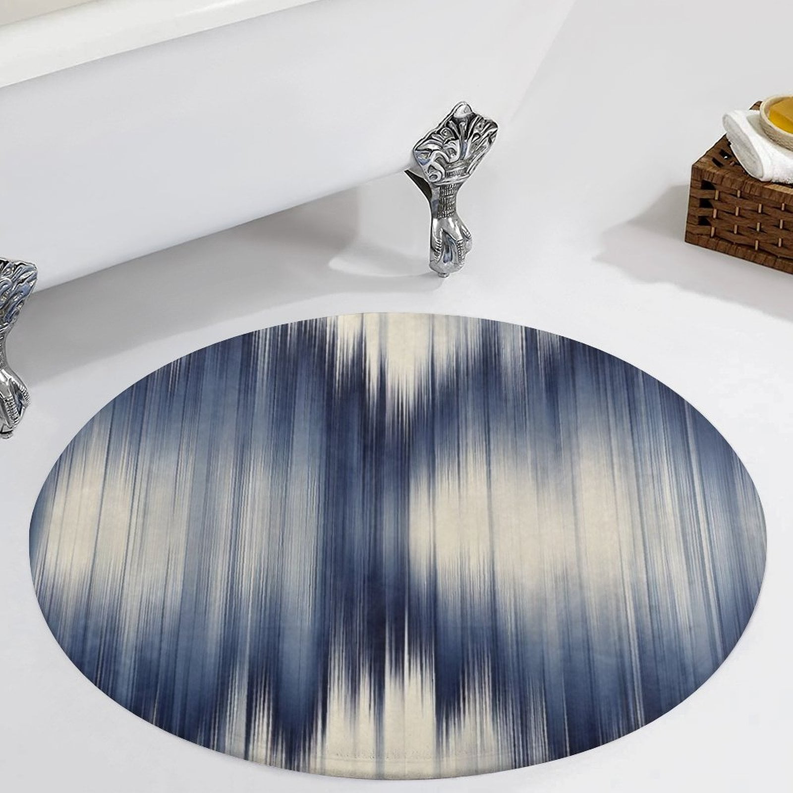 Abstract Blue Wave Pattern Round Carpet Circle Rug Outdoor Patio Area ...