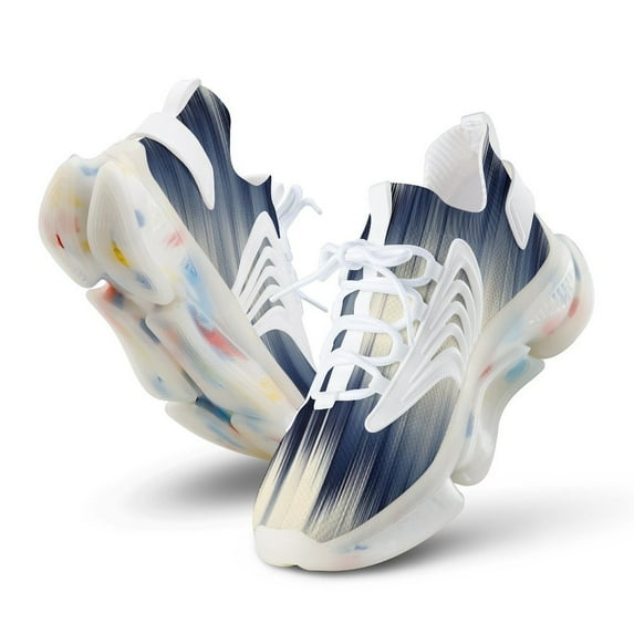 Abstract Blue Wave Pattern Walking Shoes for Men Woman Lightweight ...