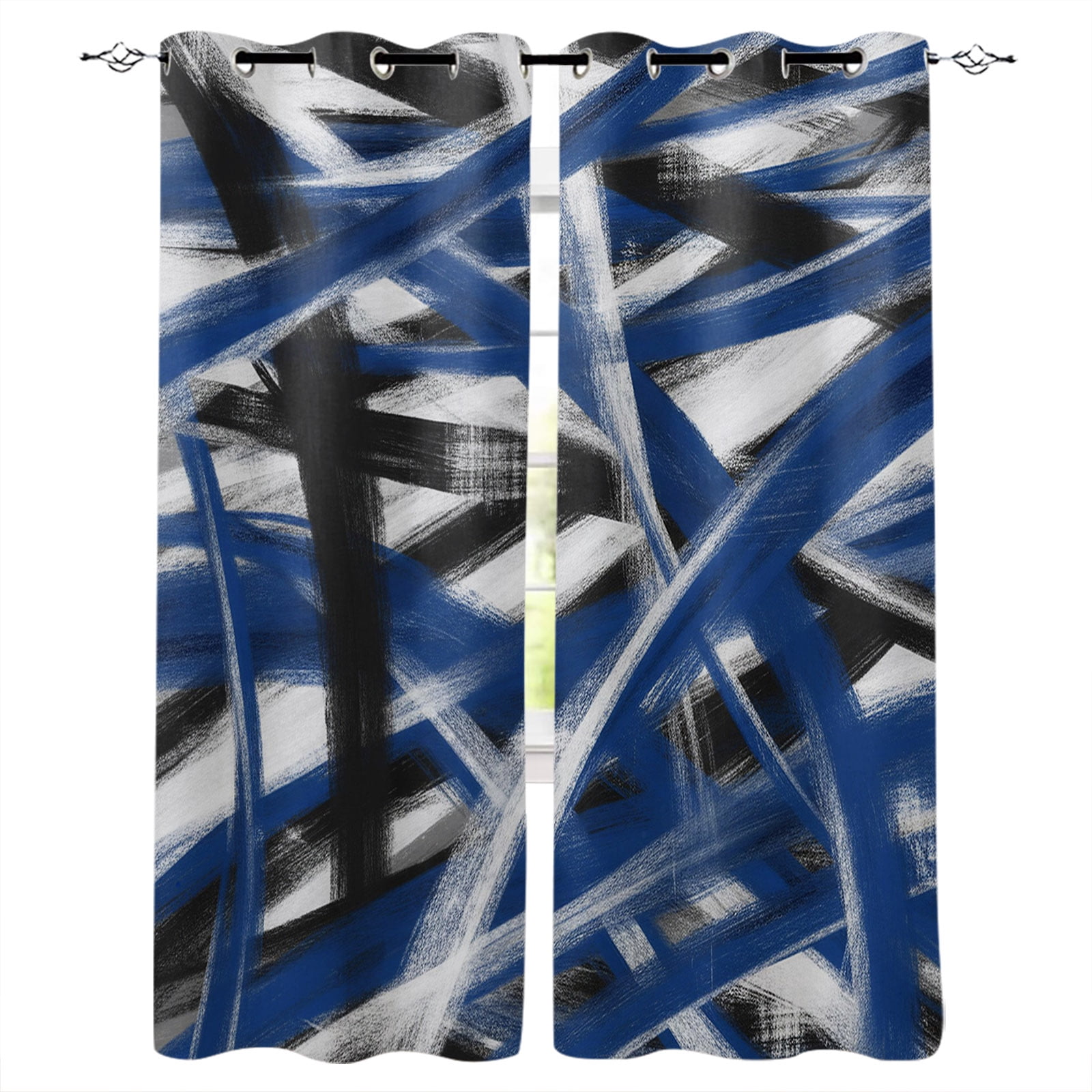 Abstract Blue Waves Blackout Curtains for Bedroom Living Room Darkening ...