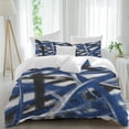 Abstract Blue Waves Duvet Cover Set Queen Size, Modern Minimalist Blue ...