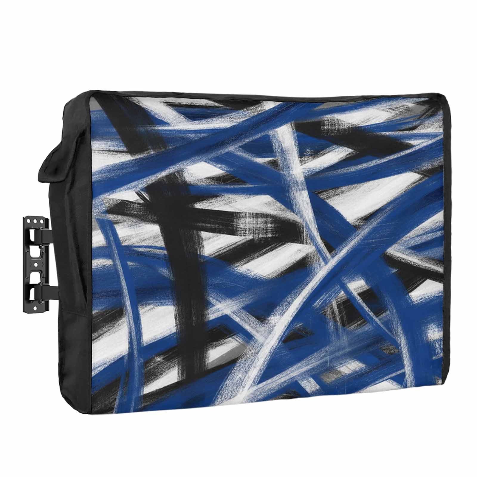 Abstract Blue Waves Outdoor TV Cover Modern Minimalist Blue Black White ...