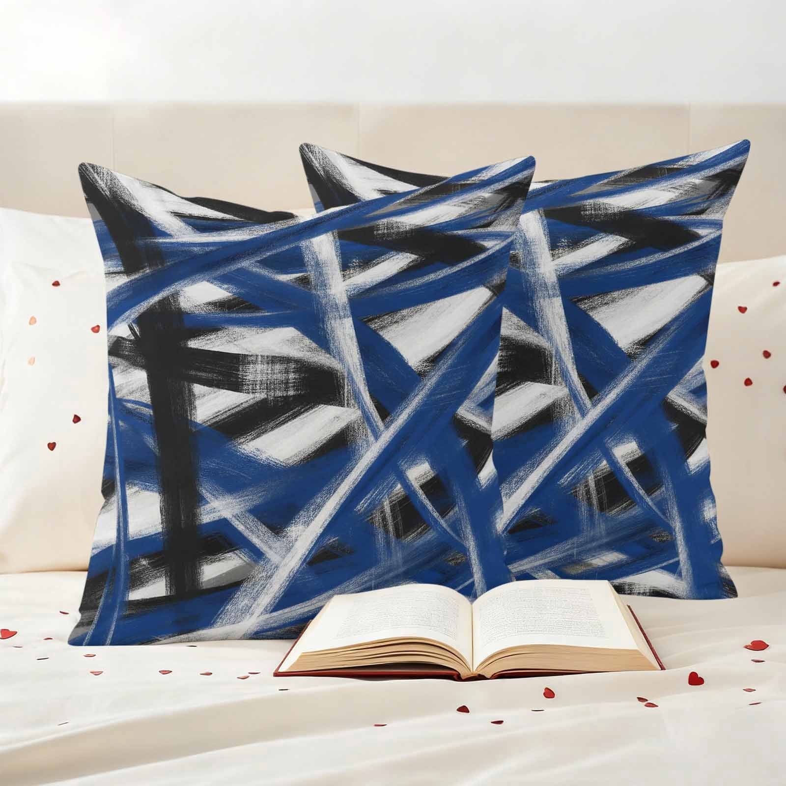 Abstract Blue Waves Outdoor Throw Pillow Covers Set of 2, Modern ...