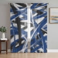 Abstract Blue Waves Sheer Curtains 63 Inch Length 2 Panels Set ...