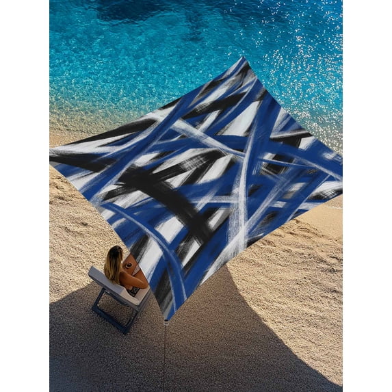 Abstract Blue Waves Sun Shade Sail 12' x 16', Modern Minimalist Blue ...