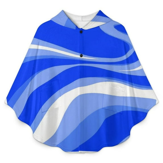 Abstract Blue Wavy Pattern Design Blanket Oversized Wearable Hooded ...