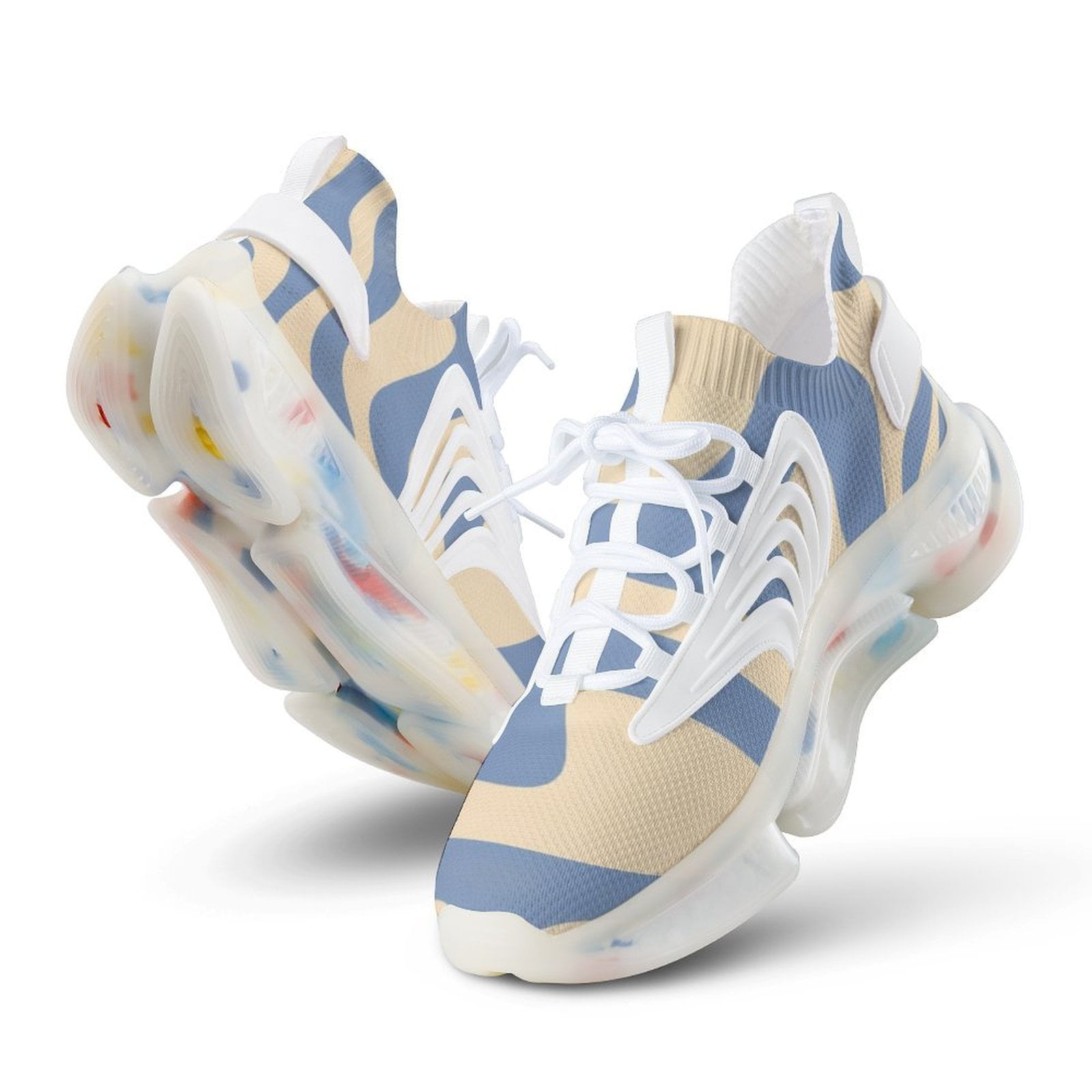 Abstract Blue Wavy Pattern Design Walking Shoes for Men Woman ...