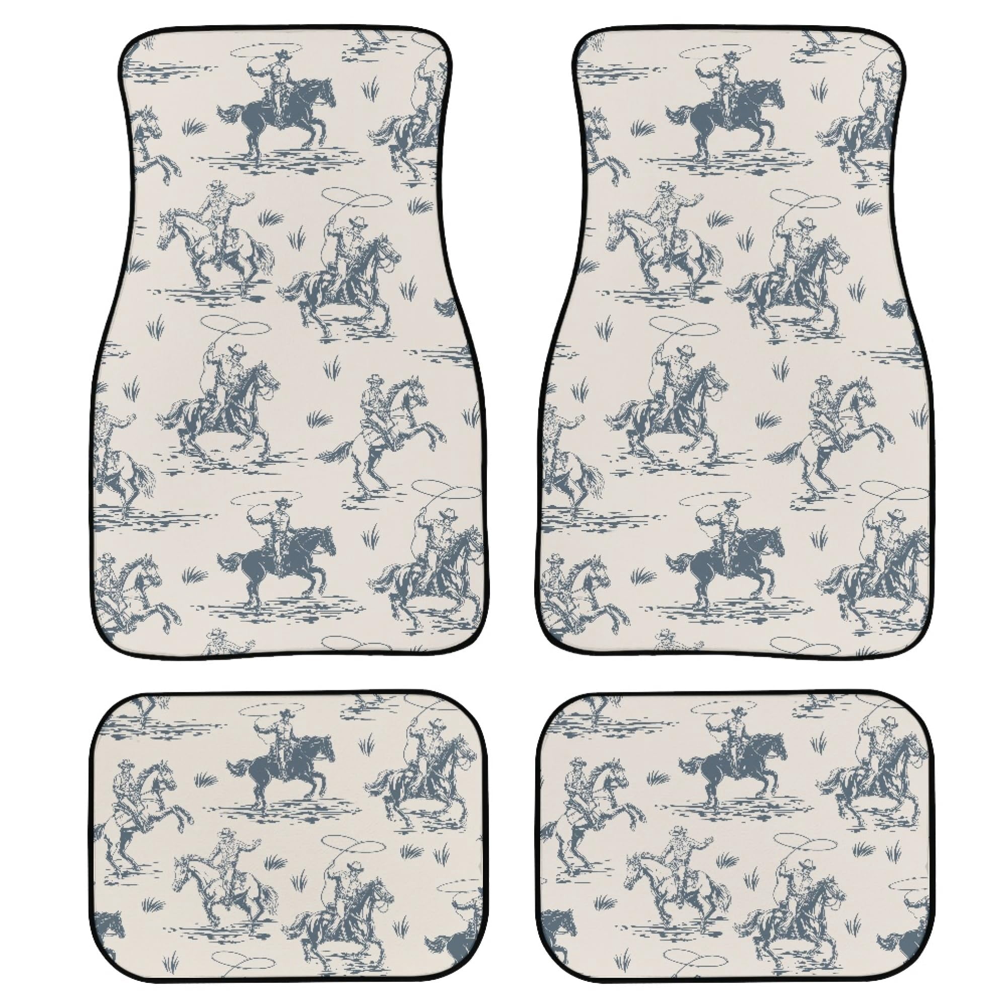 Abstract Blue White 4-Piece Car Floor Mat Set, Waterproof Non-Slip ...