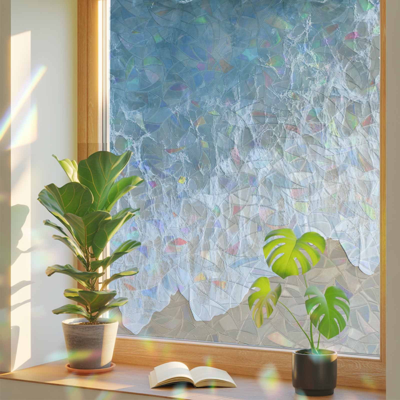 Abstract Blue White Ocean Waves Window Privacy Film, Rainbow Film ...