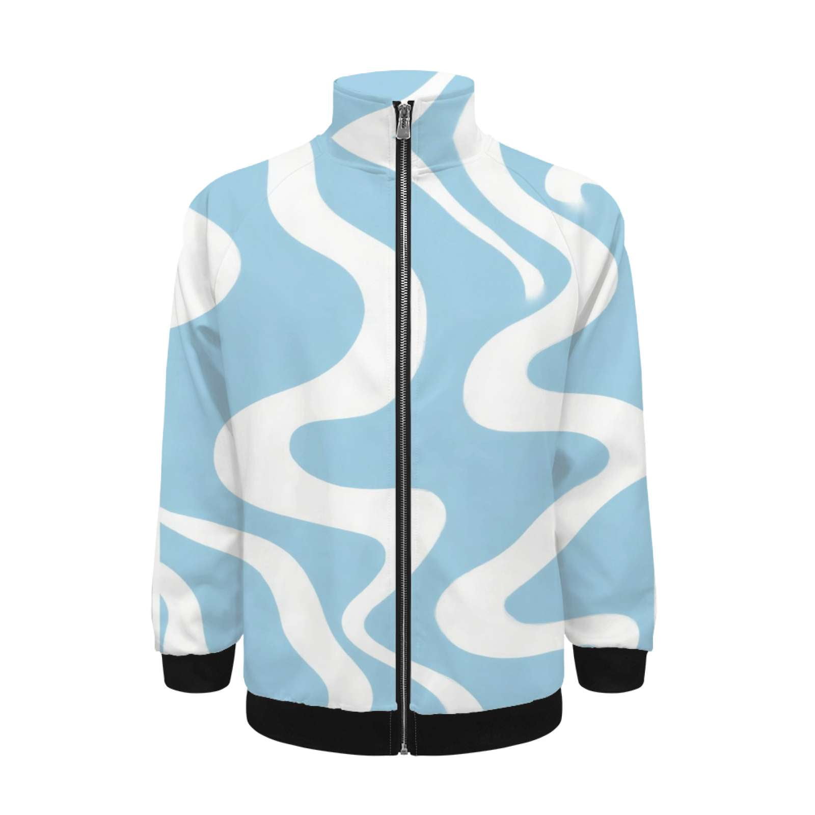 Abstract Blue White Wavy Lines Jacket Men's Street Cool Long Sleeves ...
