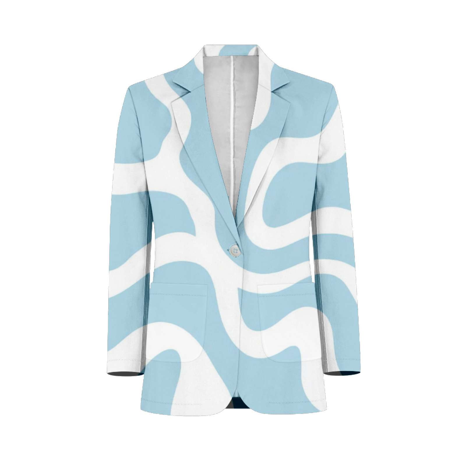 Abstract Blue White Wavy Pattern Men Blazers Slim Clothing Summer ...