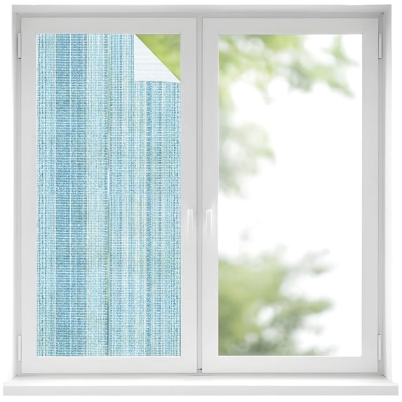 Abstract Blue Window Privacy Film, Rustic Farmhouse Minimalist Blue ...