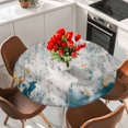 Abstract Blue Yellow on Retro Round Fitted Tablecloth with Elastic Edge ...