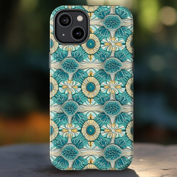 Abstract Blue and Gold Floral Pattern iPhone Case 17 through 11 Pro Max - Walmart.com