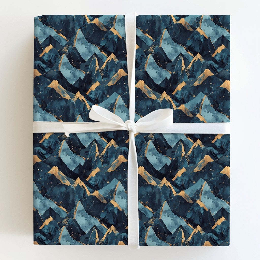 Abstract Blue and Gold Mountain Range Gift Wrapping Paper - Walmart.com