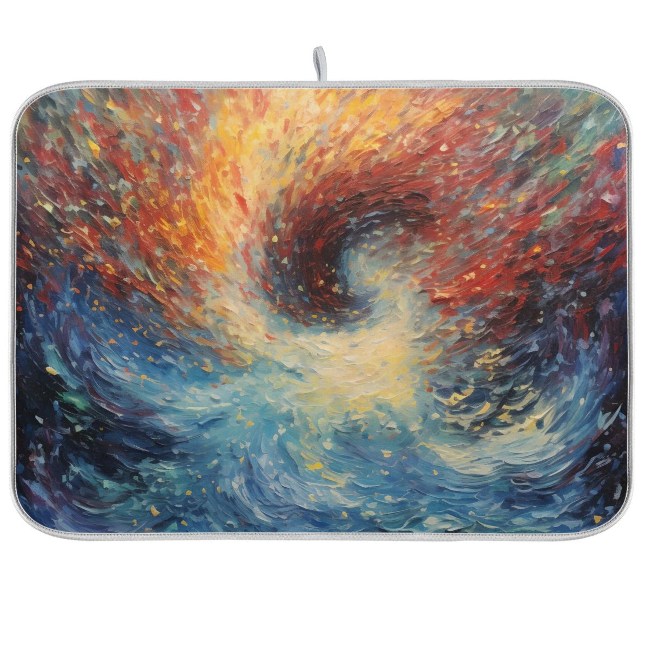 Abstract Blue and Orange Dish Drying Mat Microfiber Kitchen Pad Large ...