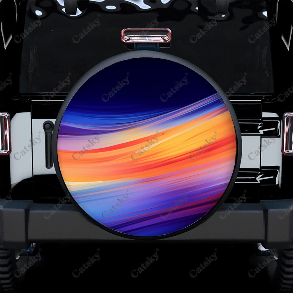 Abstract Blue and Orange Polyester Universal Spare Wheel Tire Cover ...
