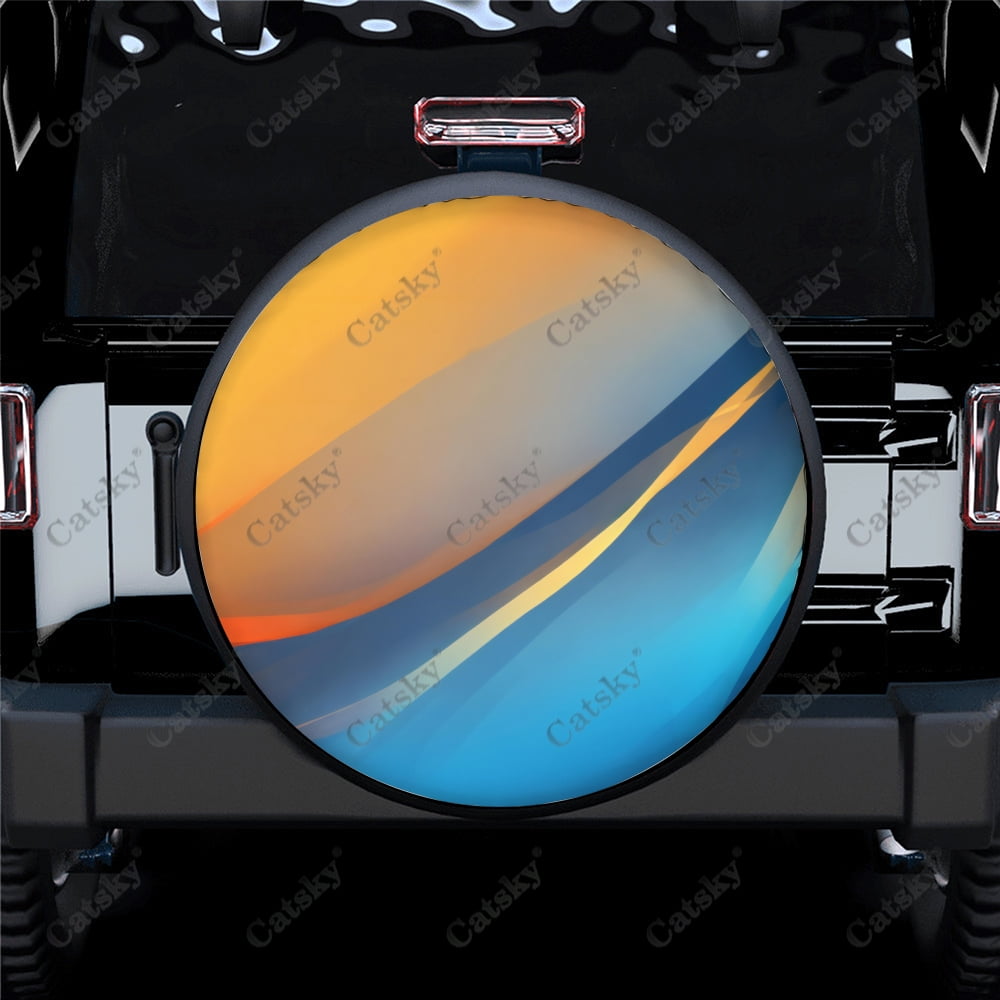Abstract Blue and Orange Polyester Universal Spare Wheel Tire Cover ...