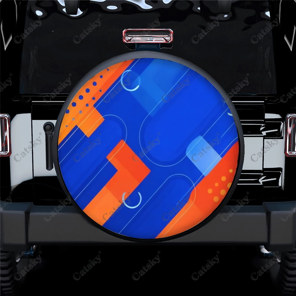 Abstract Blue and Orange Polyester Universal Spare Wheel Tire Cover ...