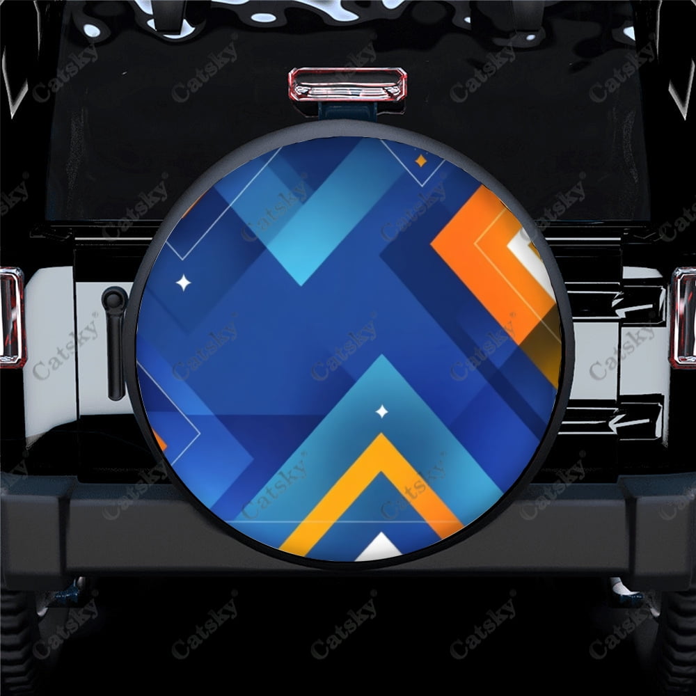 Abstract Blue and Orange Polyester Universal Spare Wheel Tire Cover ...