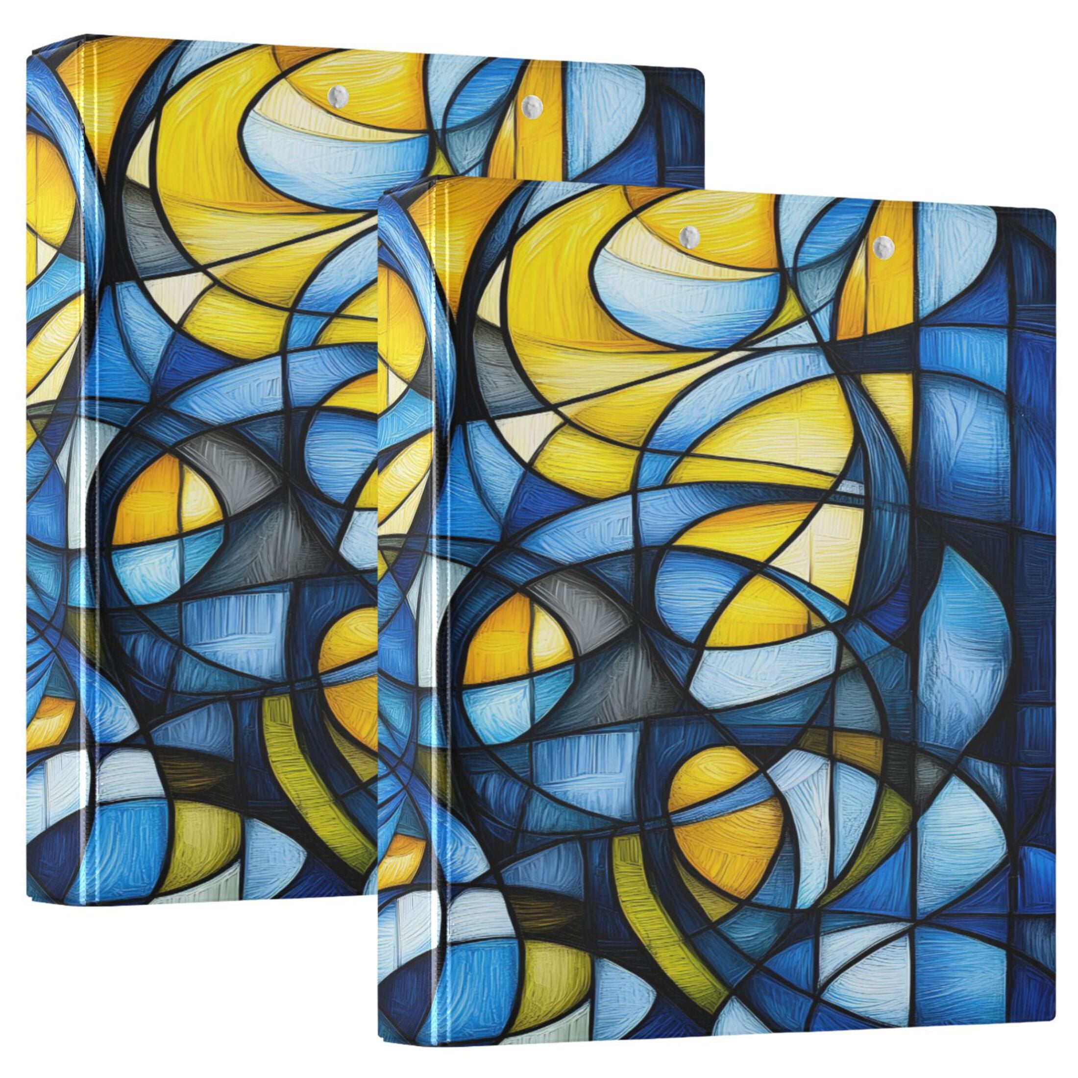 Abstract Blue and Yellow 12.4x10.6in PVC Round Ring Binders, 2-Pack, D ...