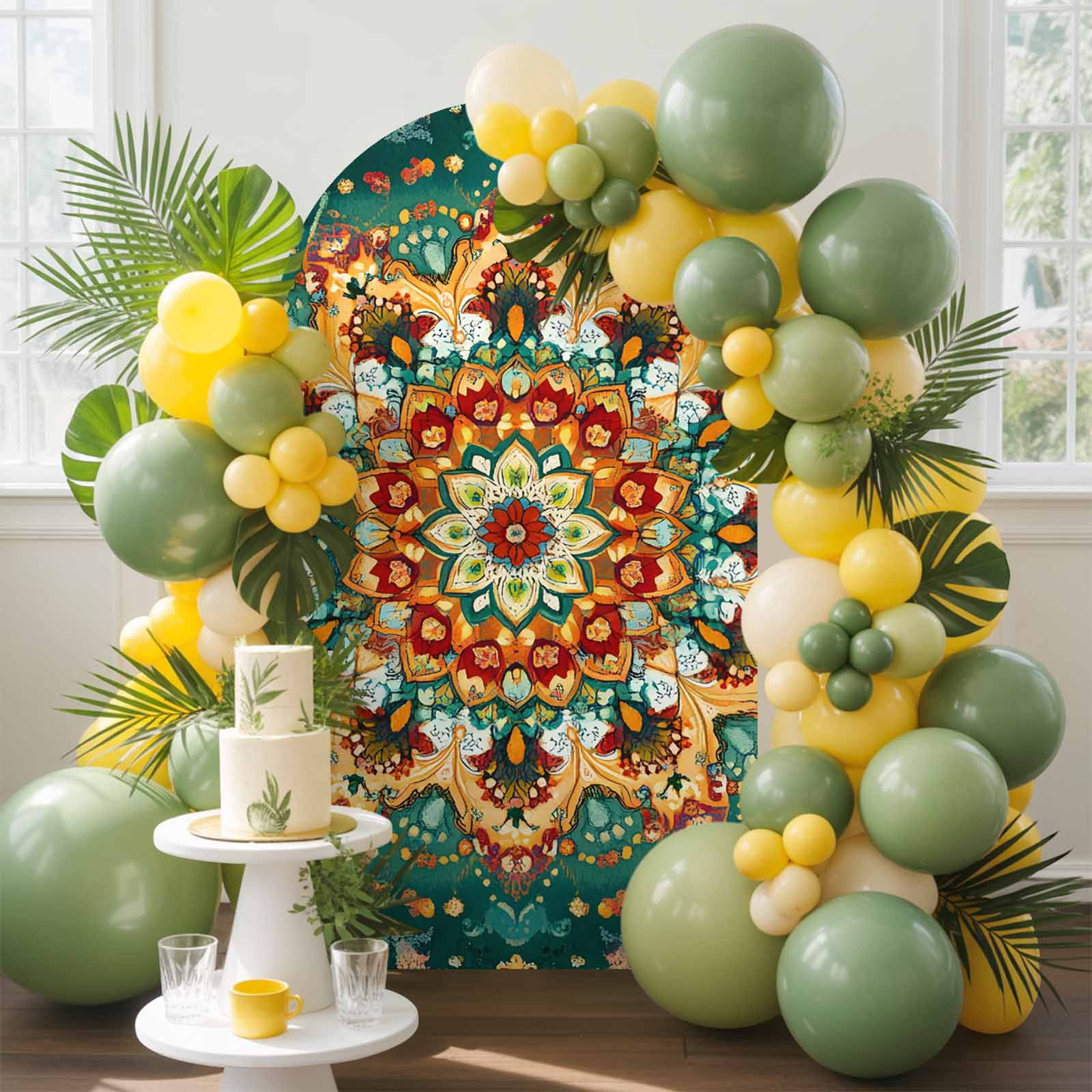 Abstract Bohemia Flower Arch Backdrop Cover Stretchy Spandex Arch Cover ...