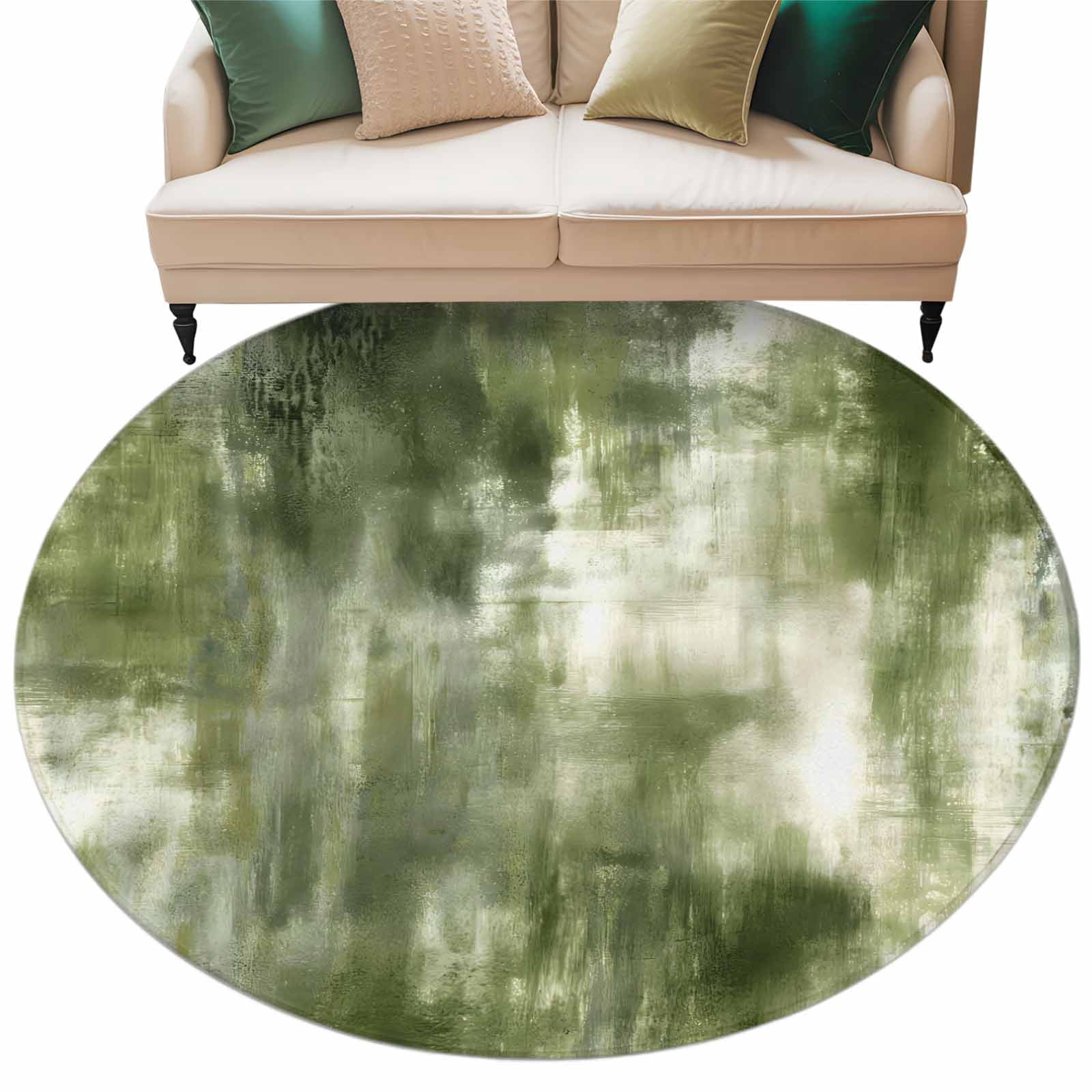 Abstract Bohemia Round Rug 5ft Washable Circle Kitchen Rugs Non Slip ...