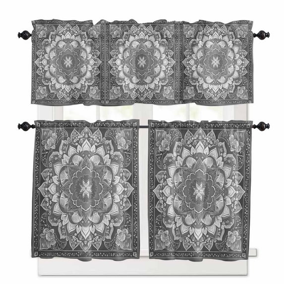 Abstract Bohemia Style Kitchen Curtains Valance and Tier Set Gary ...
