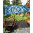Abstract Bohemia Style Sun Shade Sail 8'X10' Blue Ethnic Tribal Flower ...